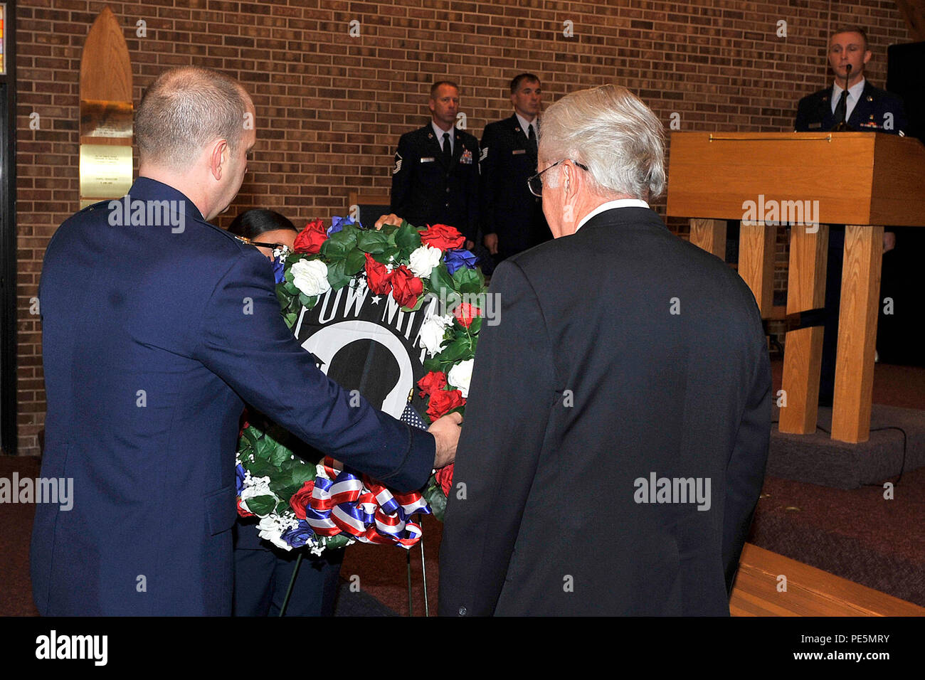 Col. Douglas Schiess, 21st Space Wing commander (left) and retired Col ...