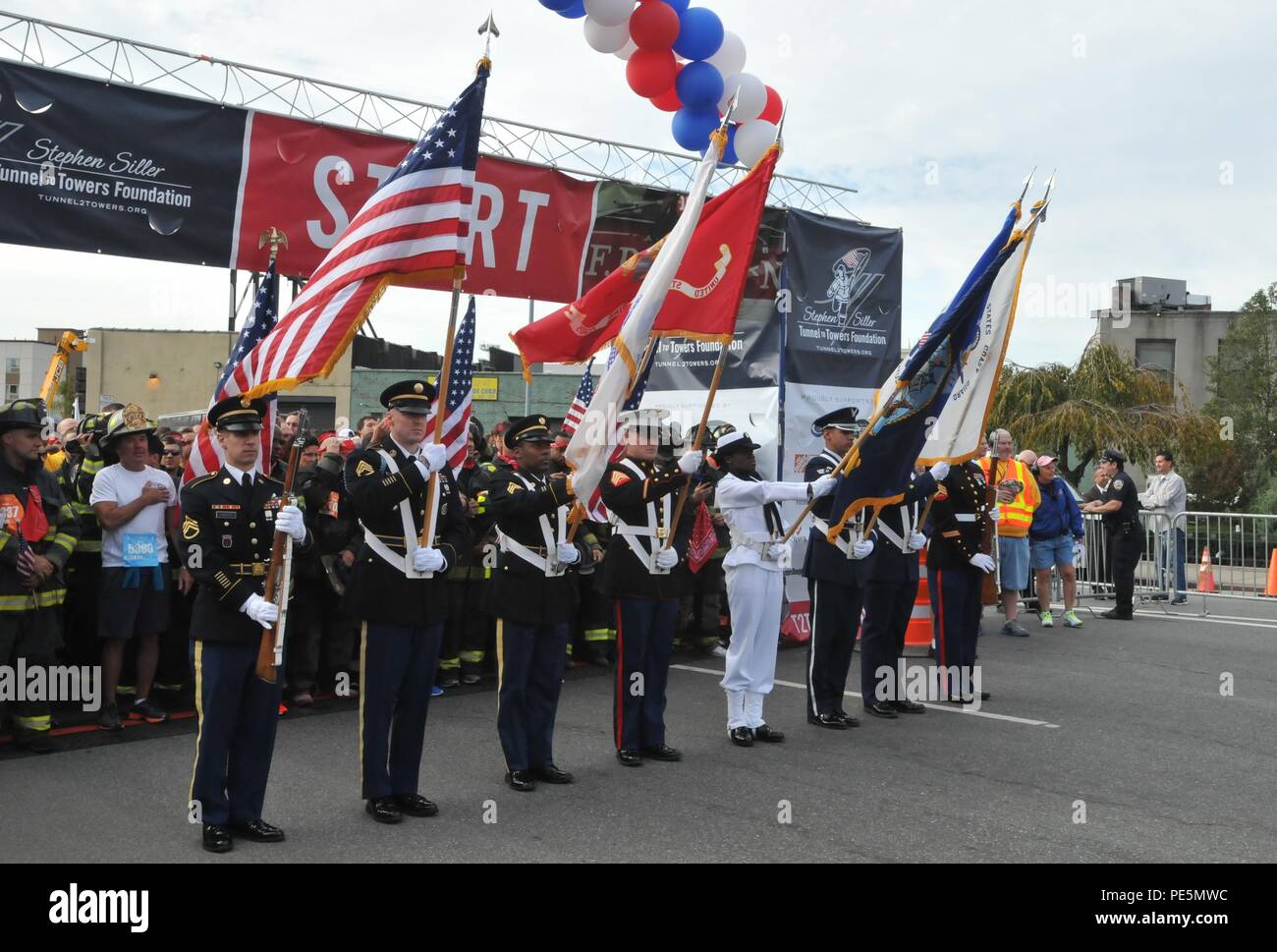 The Joint Service Color Guard posts the colors during the opening ...