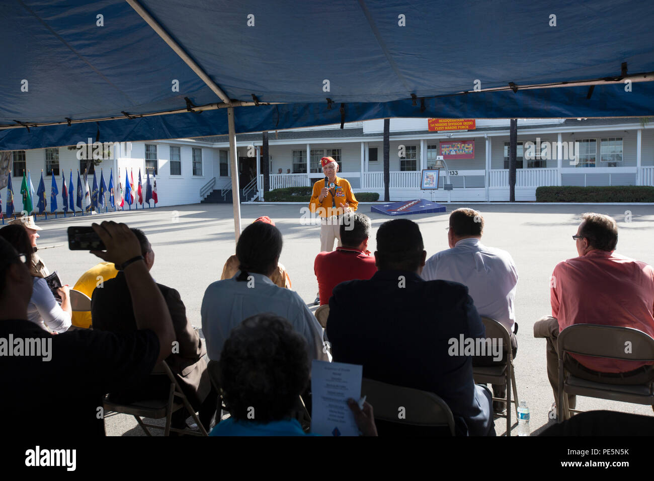 Navajo Code Talker Roy Hawthorn, a native of Lupton, Arizona, addresses ...