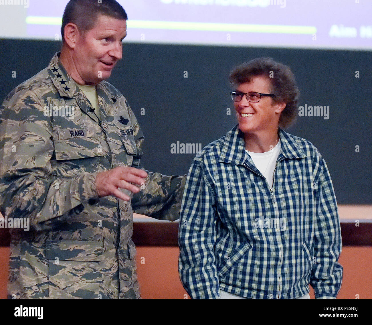 Gen. Robin Rand, AFGSC commander, recognizes Trudy Fralick, 90th ...