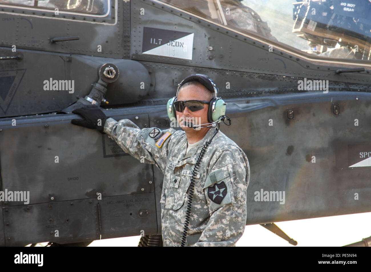 Spc. Charles Caraccilo, a pad crew chief from the 4-2nd Avn. Regt., 2nd ...