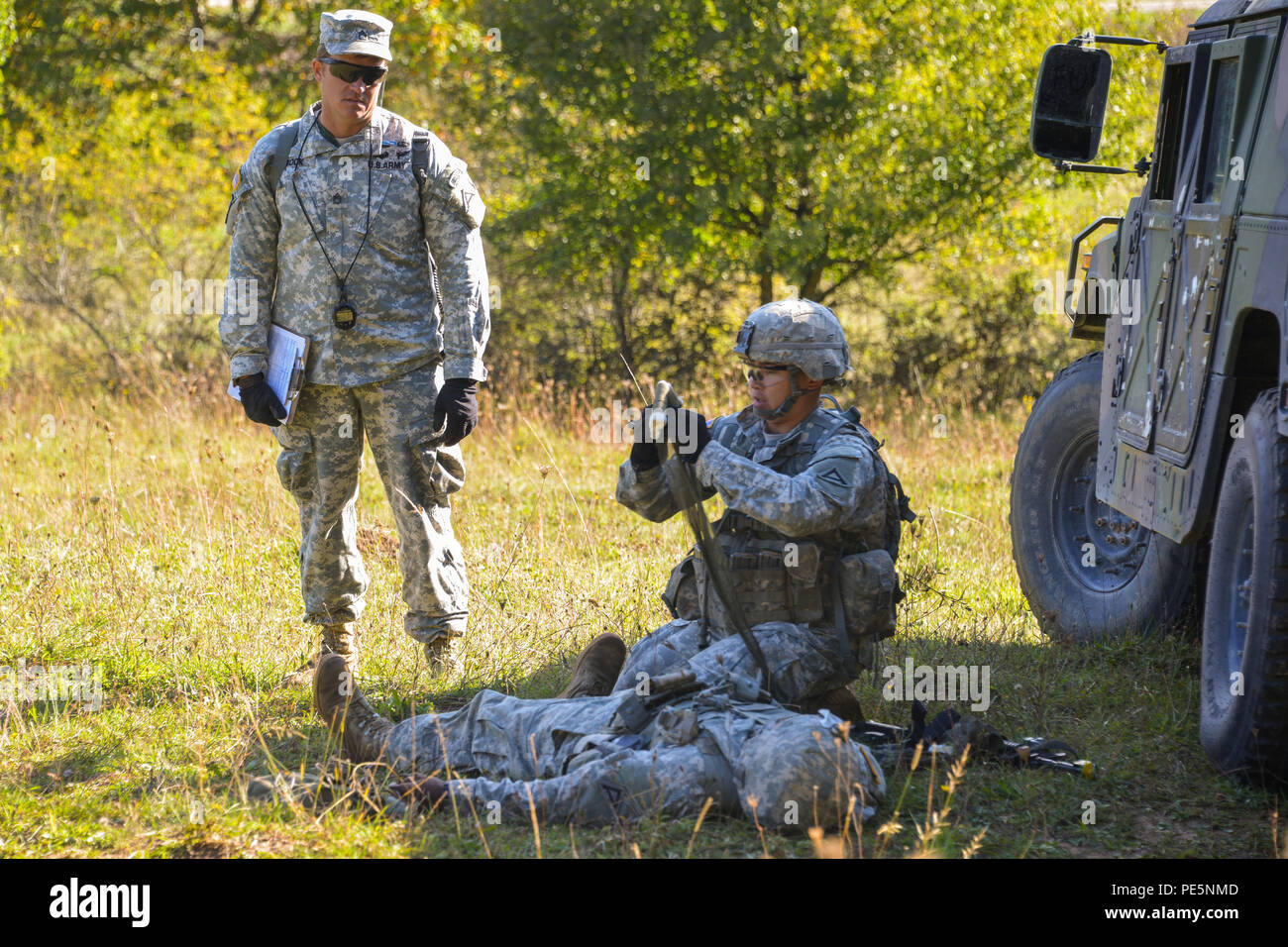A U.S. Army Expert Infantryman Badge (EIB) candidate, stationed at the ...