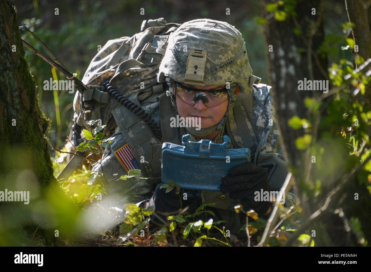 A U.S. Army Expert Infantryman Badge (EIB) candidate, stationed at the ...