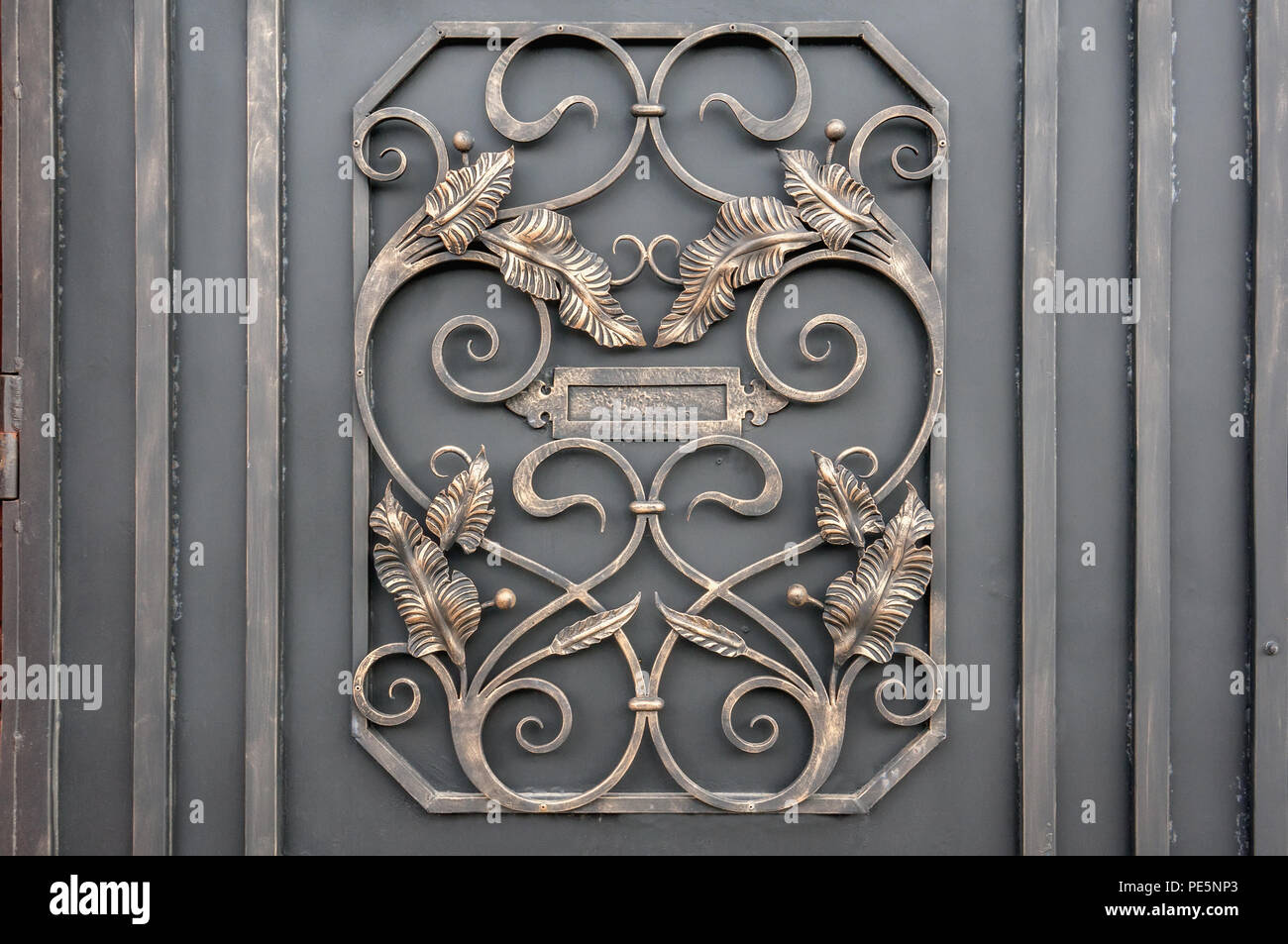 Metal forged background. Metal gate. Close up Stock Photo - Alamy