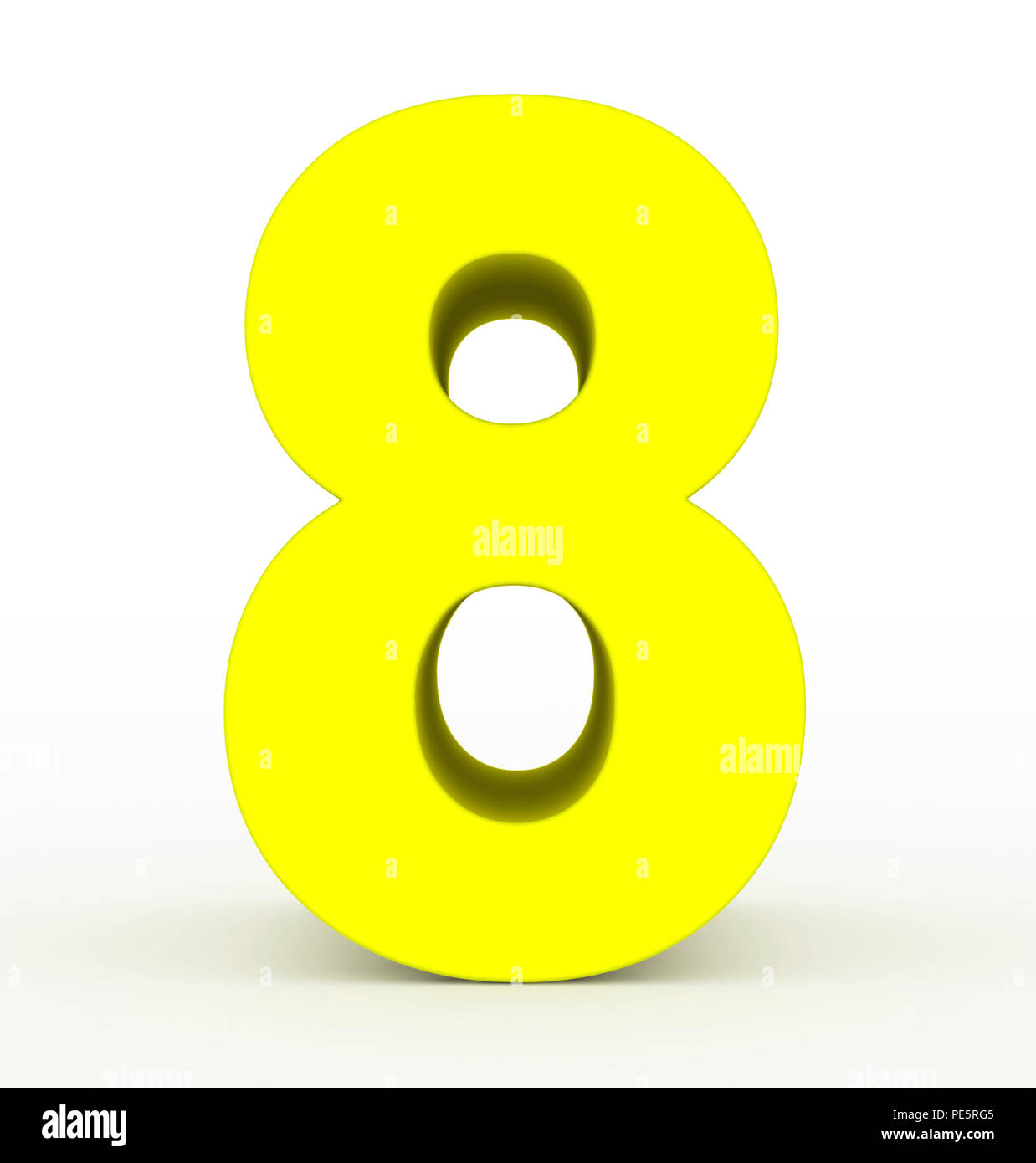 number 8 3d clean yellow isolated on white - 3d rendering Stock Photo ...