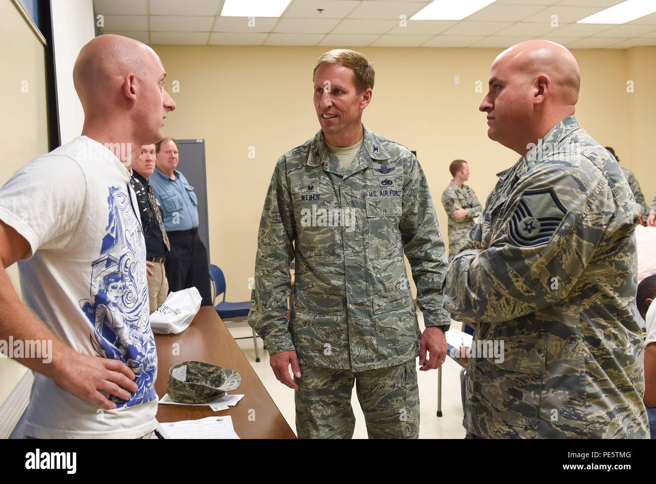 U.S. Air Force Col. Mark Weber, center, 116th Air Control Wing (ACW ...