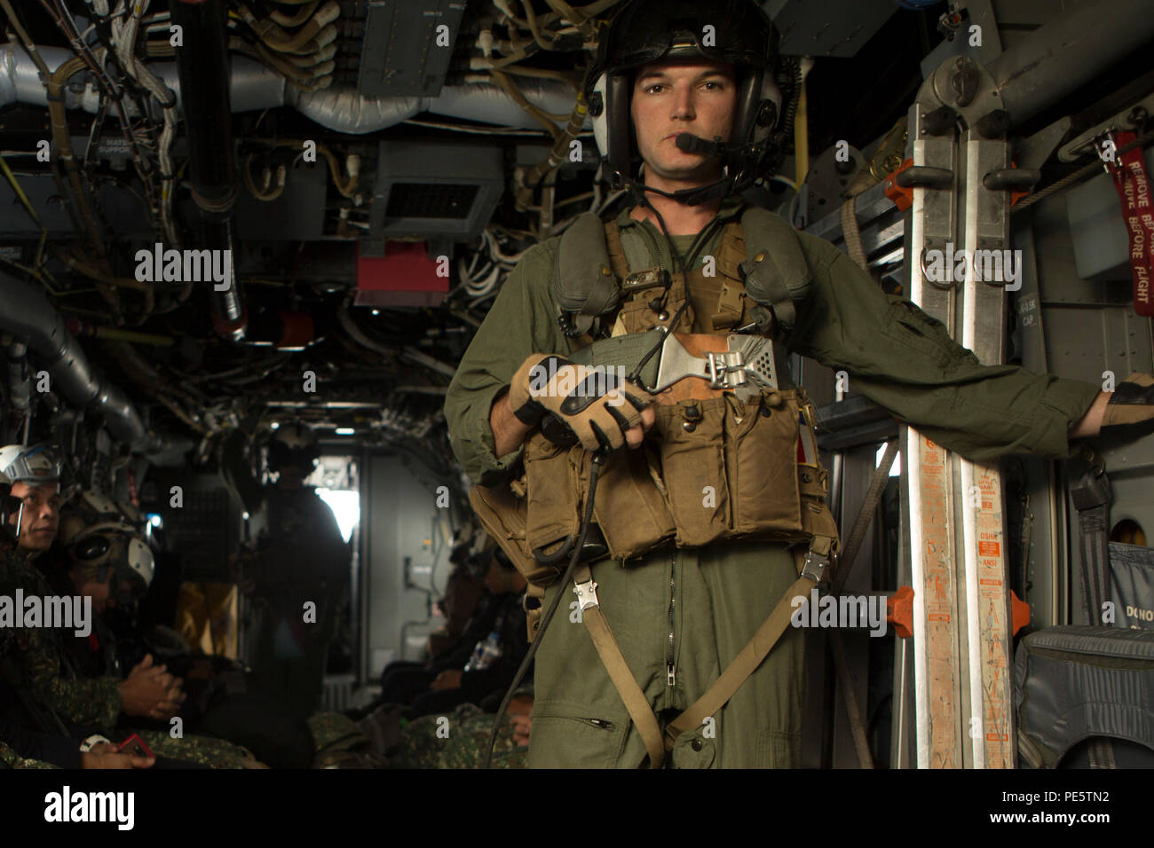 U.S. Marine Corps Cpl. Anthony Knapp, crew chief, with Marine Medium ...
