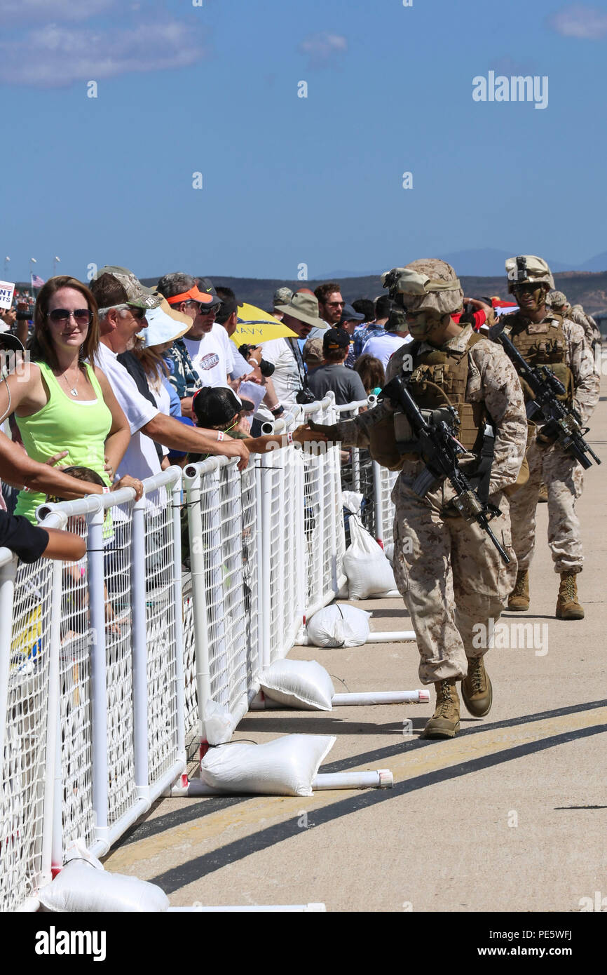Marines With 1st Marine Division Shake Hands With Audience Members