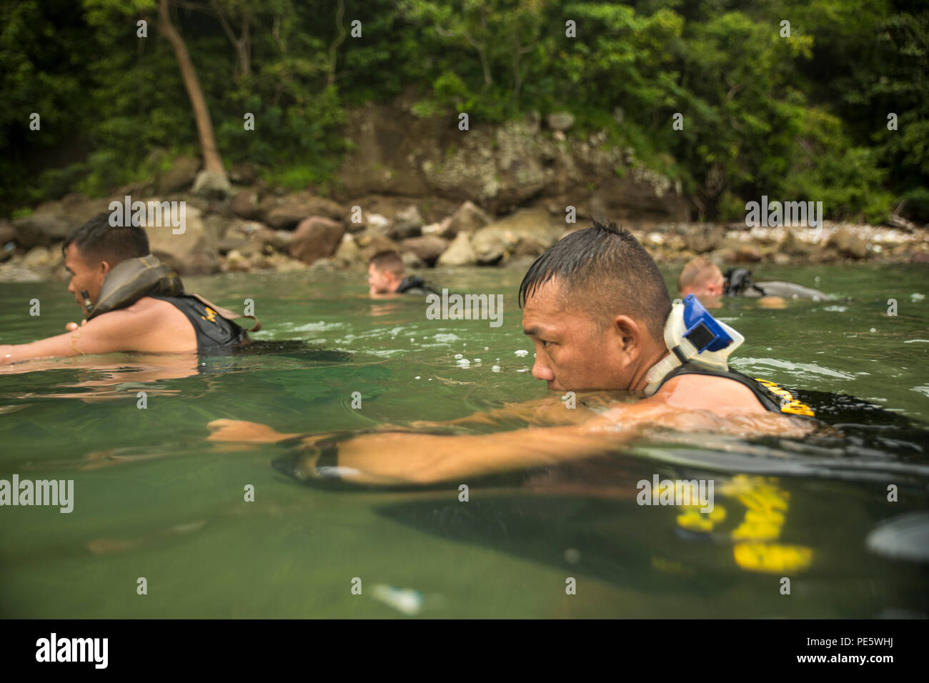 Philippine Marine Corps Cpl. Randy Bolanio performs scout swimmer ...