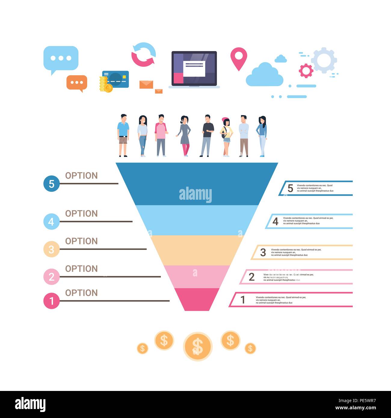people group data cloud synchronization business timeline process chart infographics funnel ...