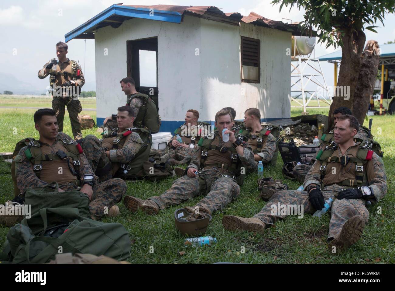 U.S. Marines, with 3rd Reconnaissance Battalion, standby to conduct ...