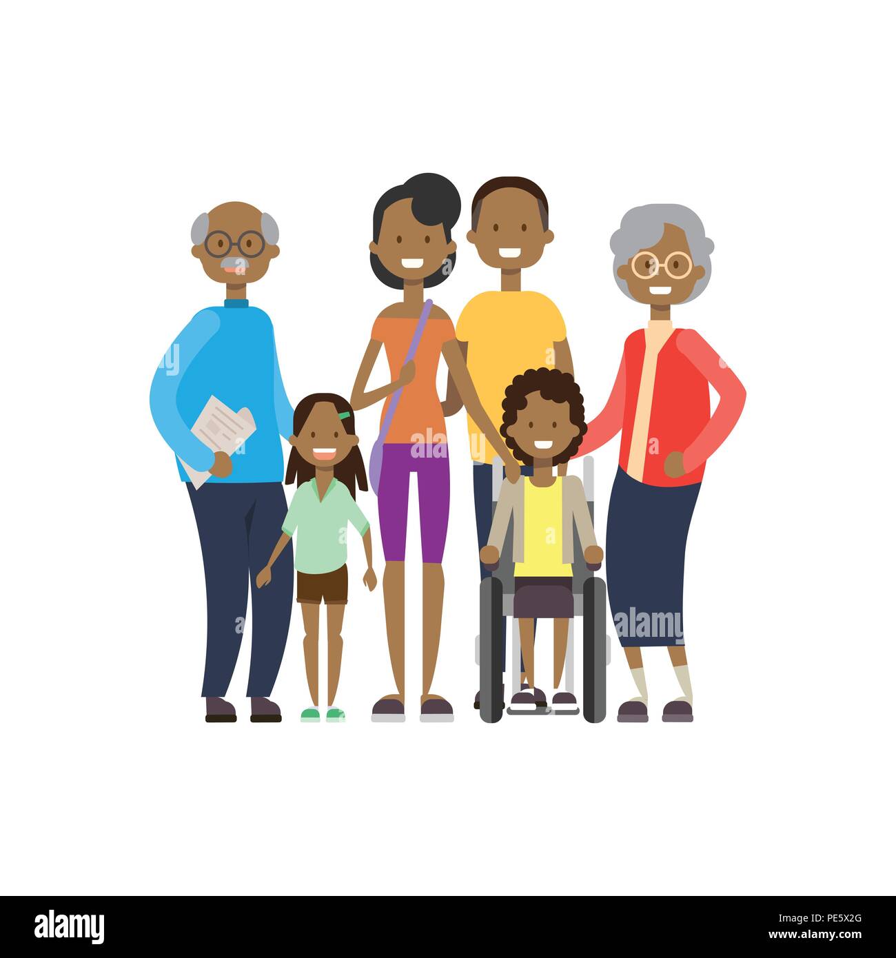 african grandparents parents children girl wheelchair , multi ...