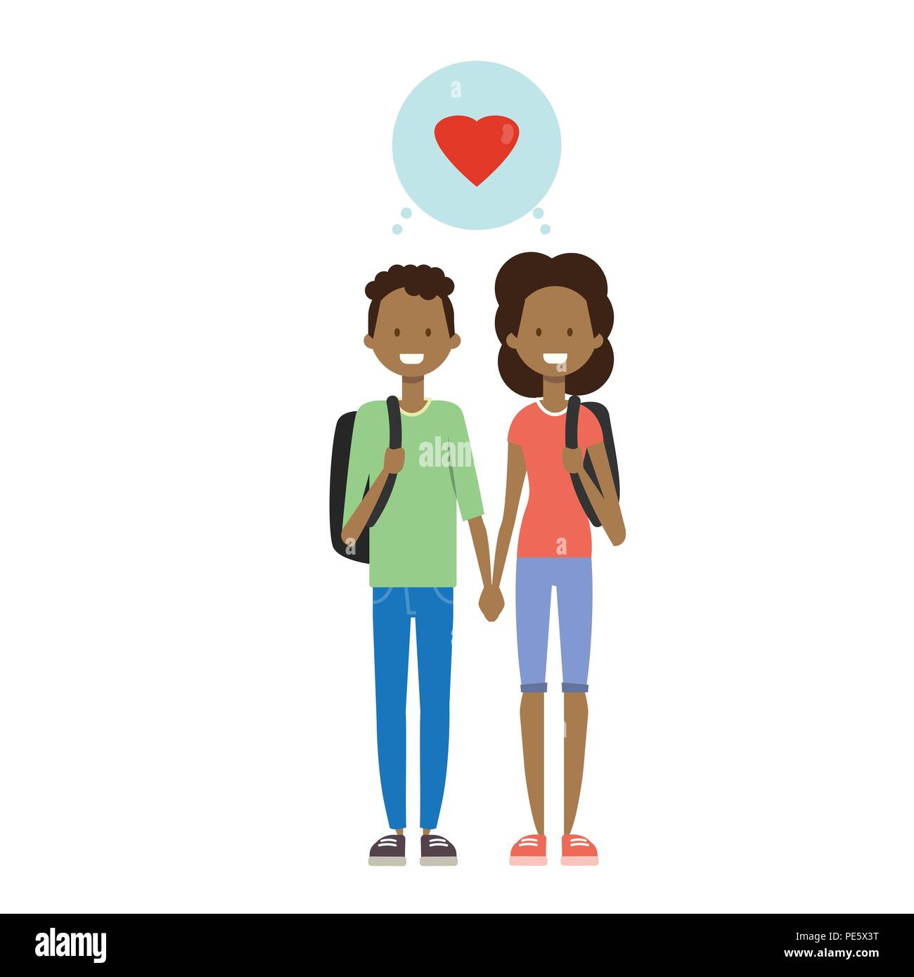 Cartoon illustration teenager couple in hi-res stock photography and ...