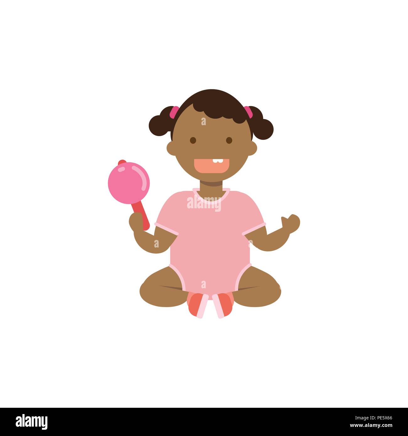 african baby girl with toy rattle full length avatar on white ...