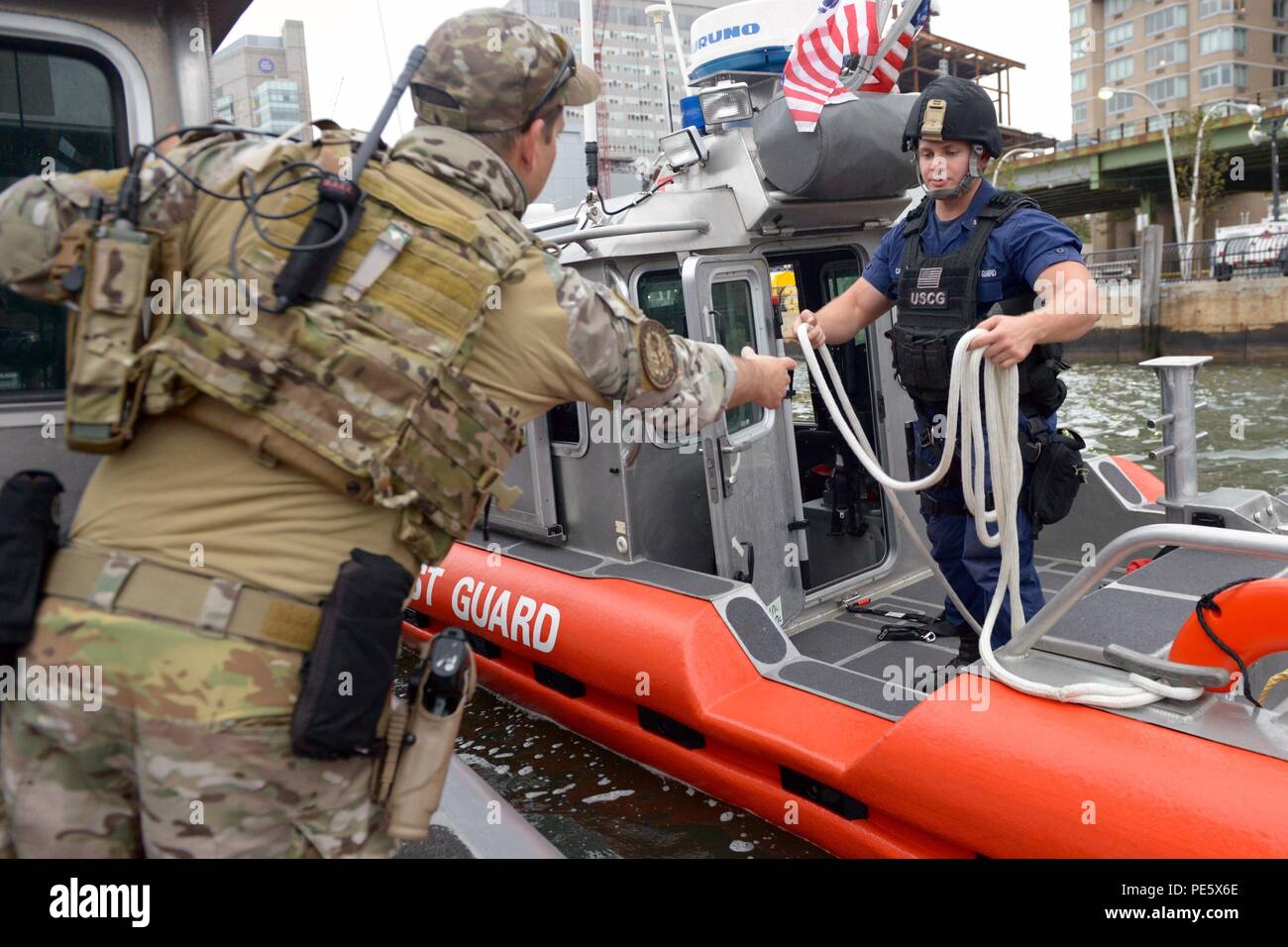 Coast Guard MSRT and MSST personnel coordinated on the East River to ...