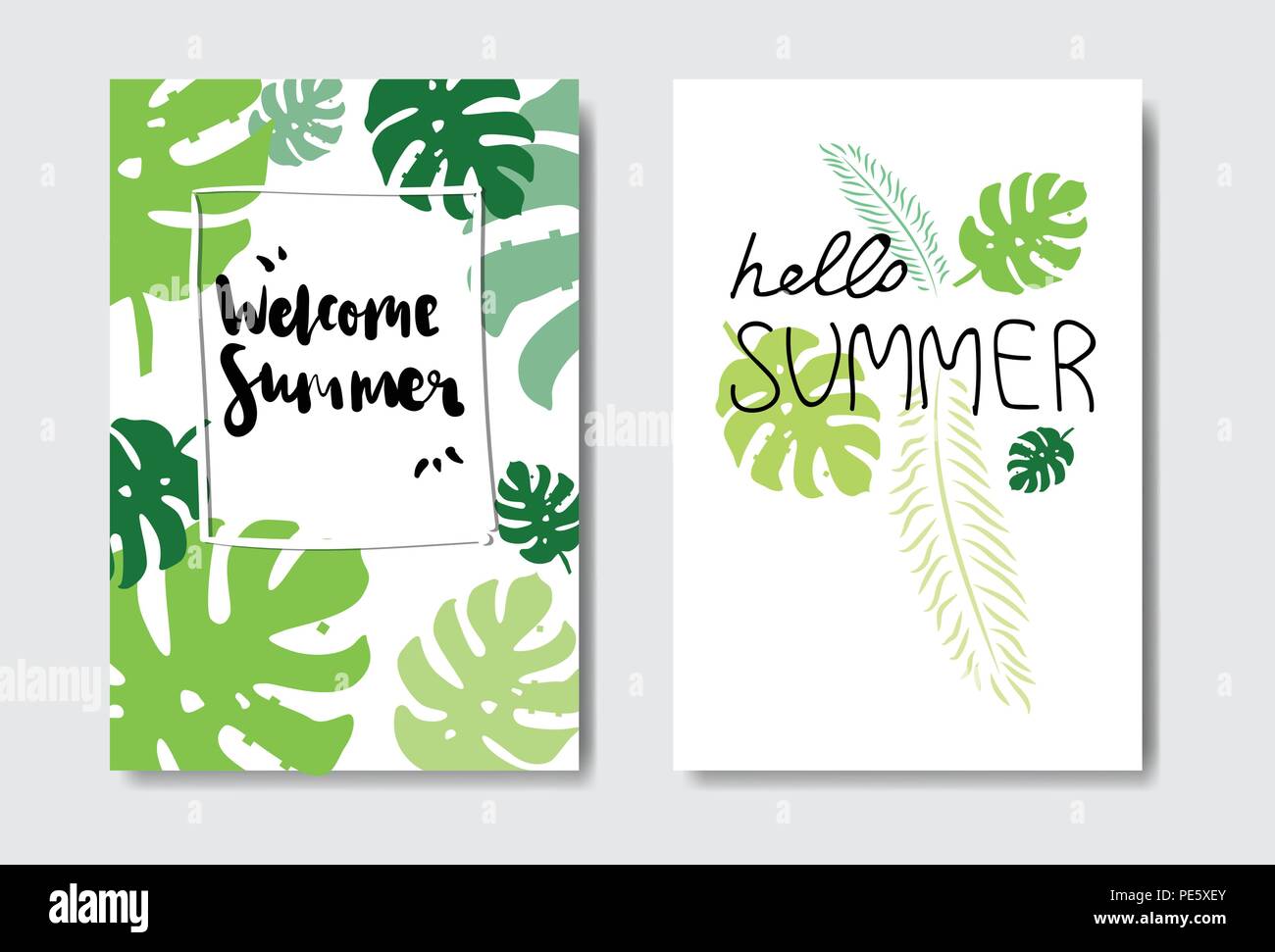 set welcome summer palm badge Isolated Typographic Design Label. Season ...