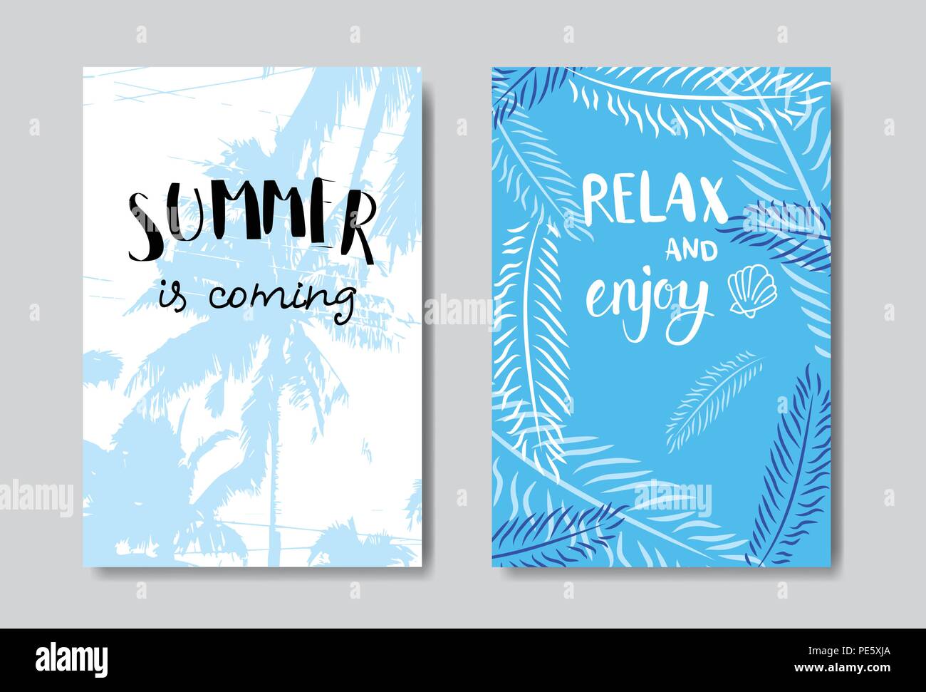 set summer palm badge Isolated Typographic Design Label. Season ...