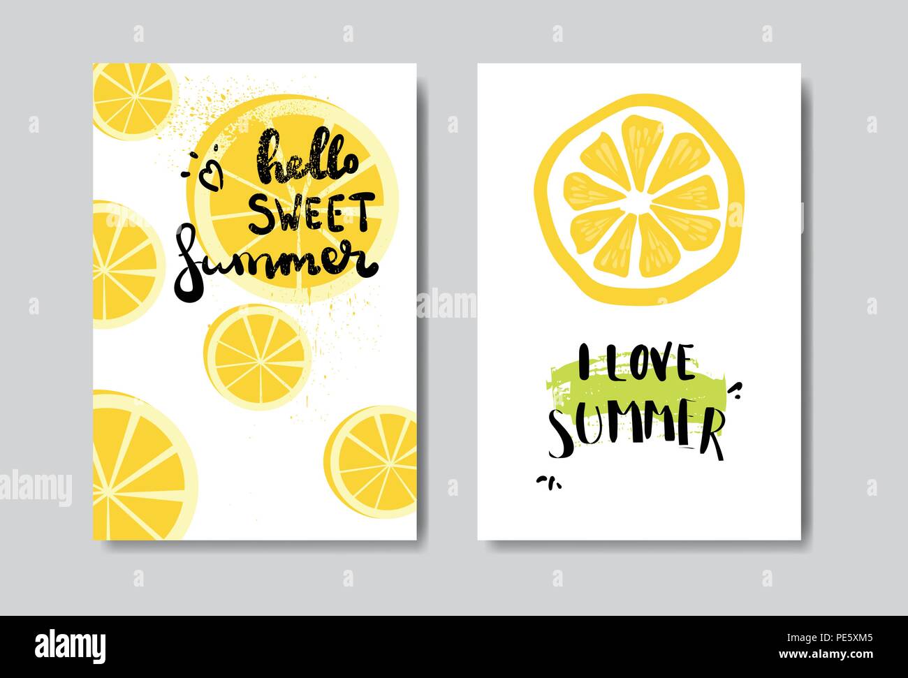 set hello summer lemon badge Isolated Typographic Design Label. Season ...