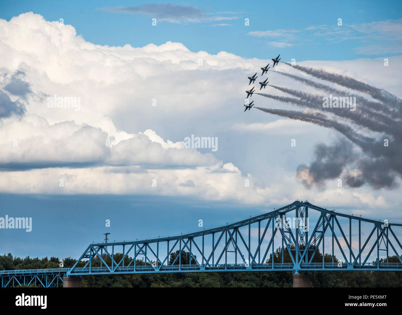 The Thunderbirds Delta Formation performs the delta 360 maneuver during ...