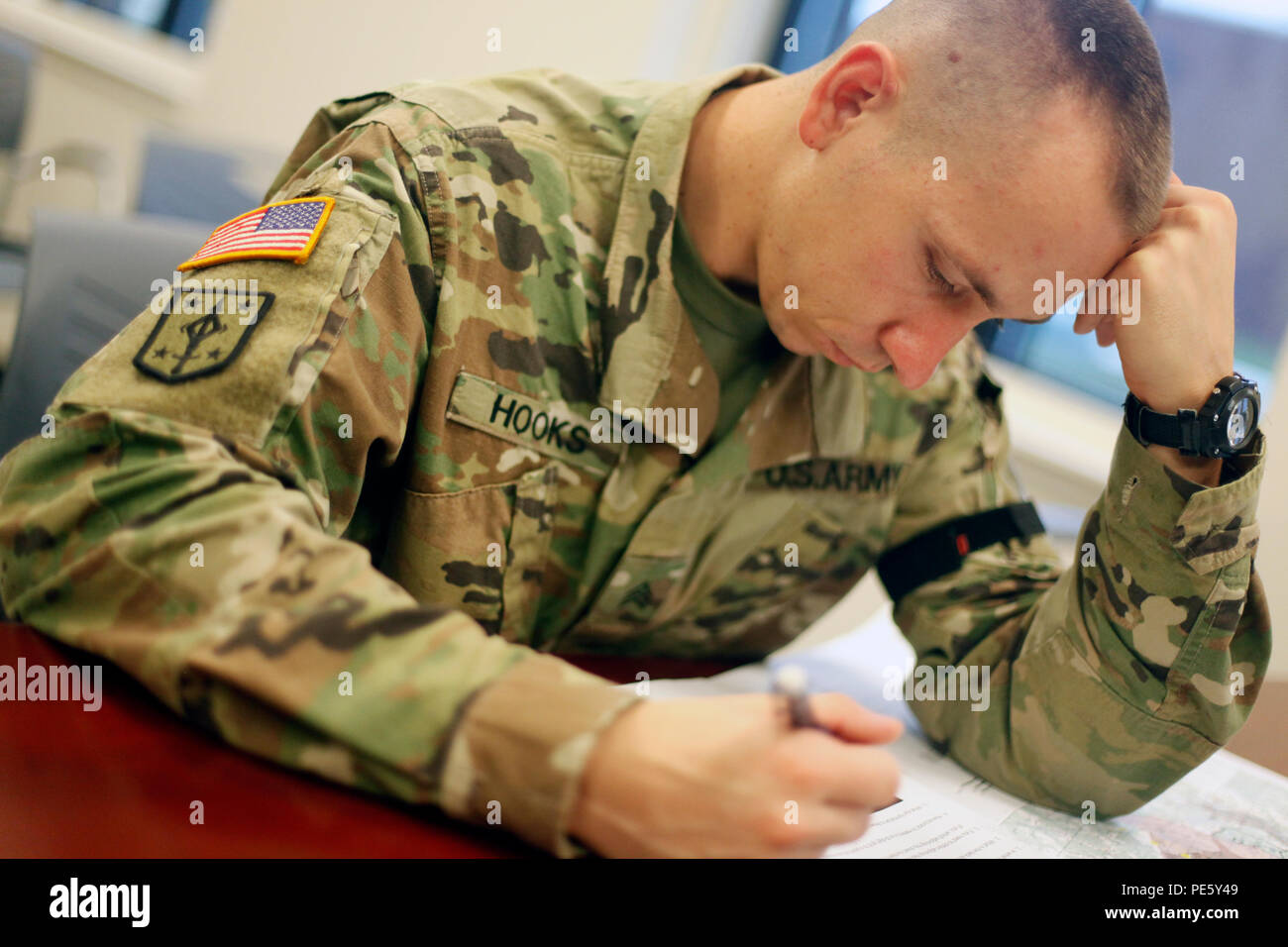 U.S. Army Sgt. Michael Hooks, assigned to 130th EN Brigade 8th TSC ...