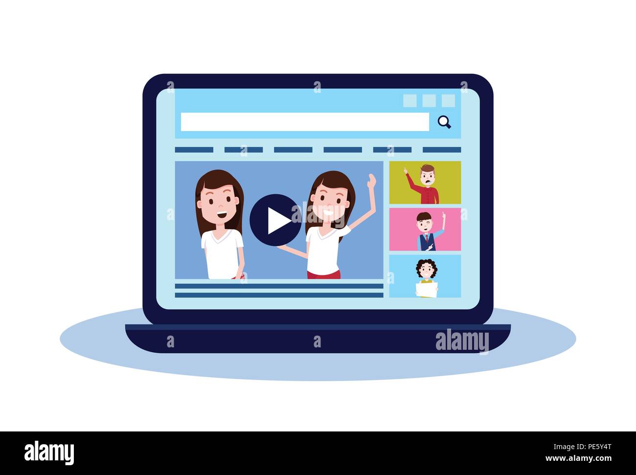 laptop media load concept online video stream service player interface ...