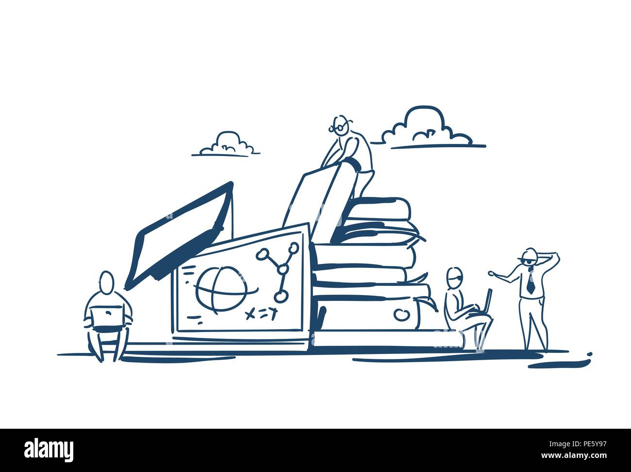 students on books stack education knowledge concept studying process ...