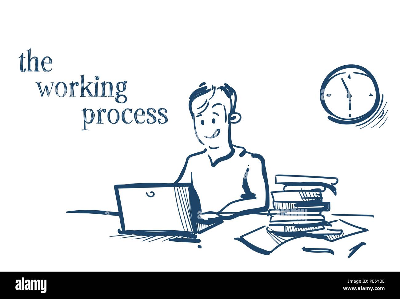 businessman hard working laptop process office workplace concept white ...