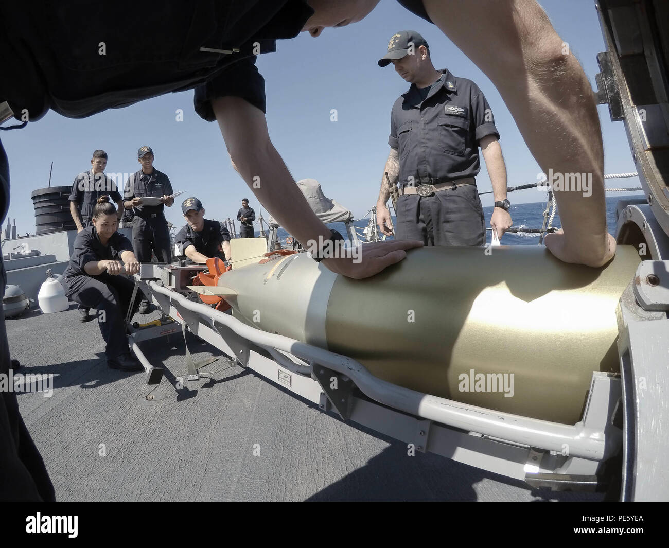 151002-N-AX546-081 MEDITERRANEAN SEA (Oct. 2, 2015) Sailors assigned to ...