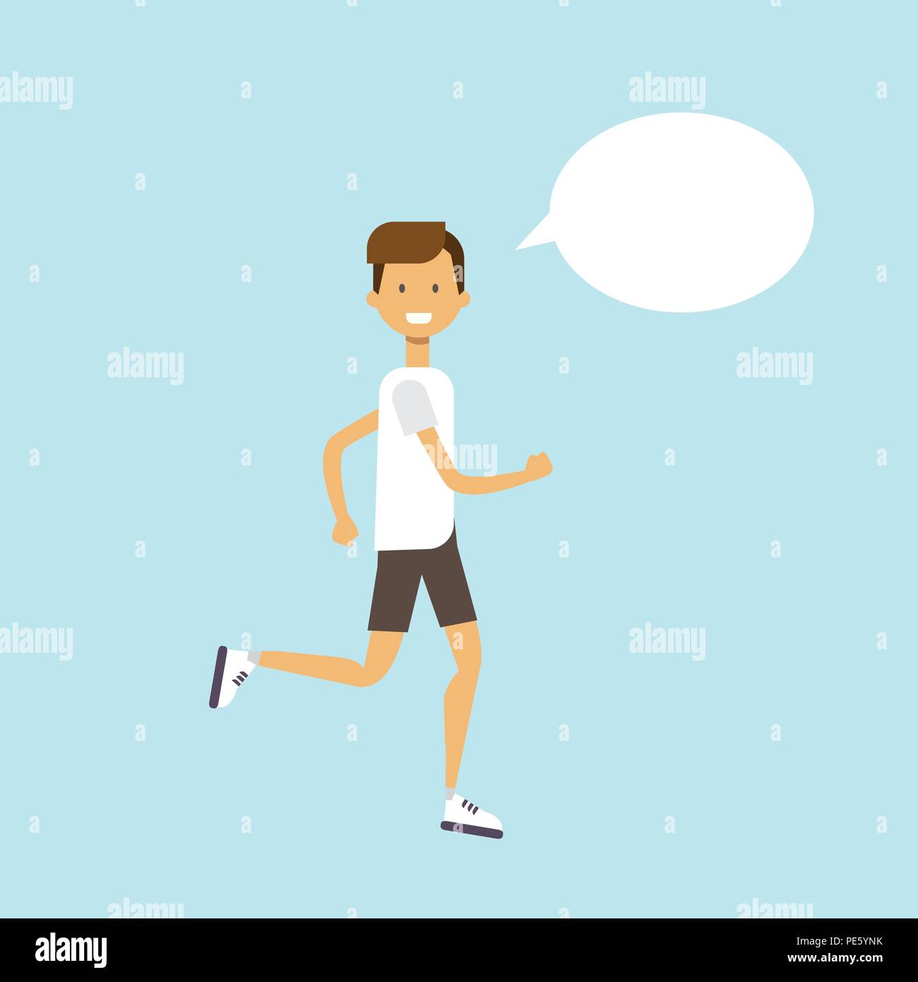 man activity running chat bubble male character full length on blue ...