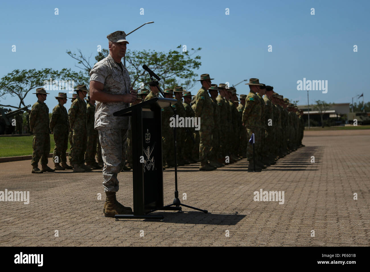 U.S. Marine Corps Maj. Gen. Richard Simcock addresses Marines with 1st ...