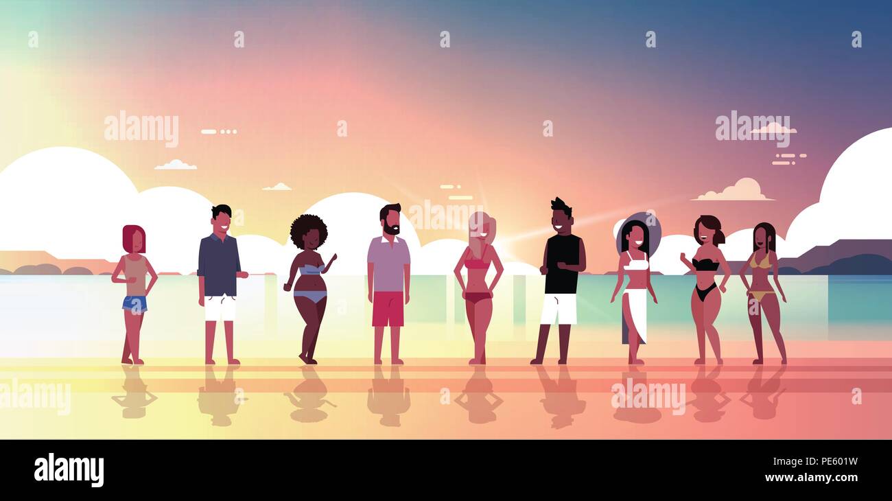 Male female on holiday seaside Stock Vector Images - Alamy