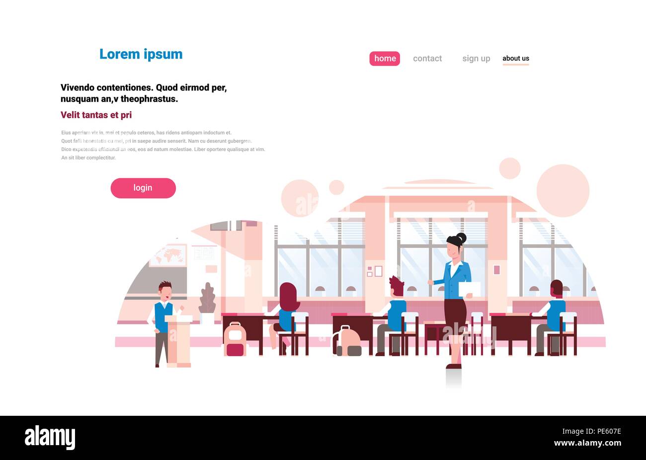 Girl standing full length classroom Stock Vector Images - Alamy