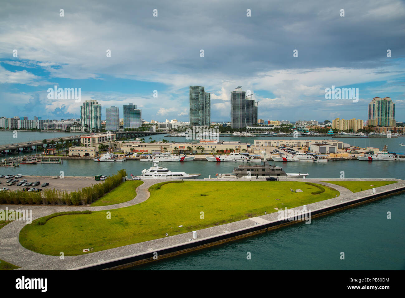 Aerial view of U.S. Coast Guard Station in Miami Beach, Florida Stock ...