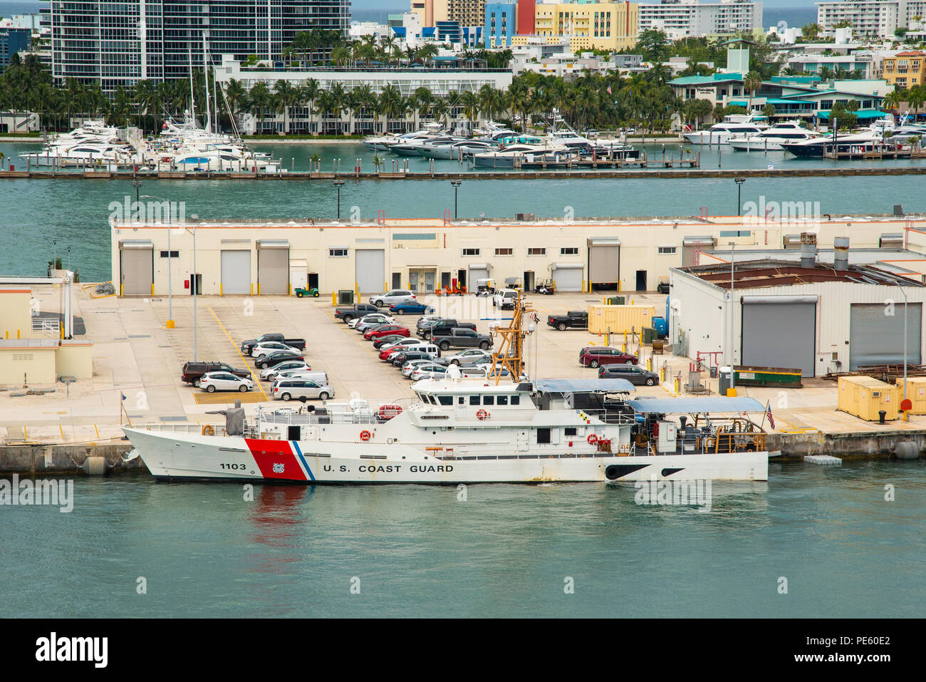 Aerial view of U.S. Coast Guard Station in Miami Beach, Florida Stock ...