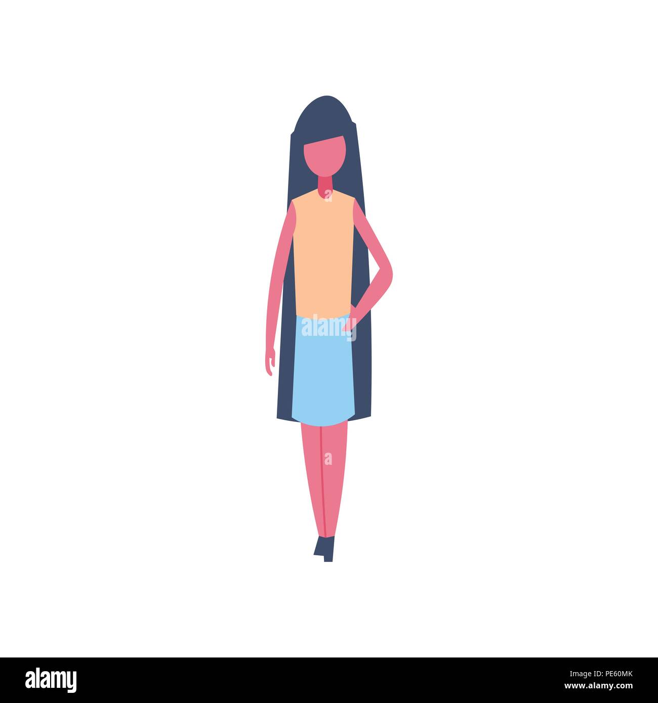 businesswoman character standing pose isolated female cartoon full ...