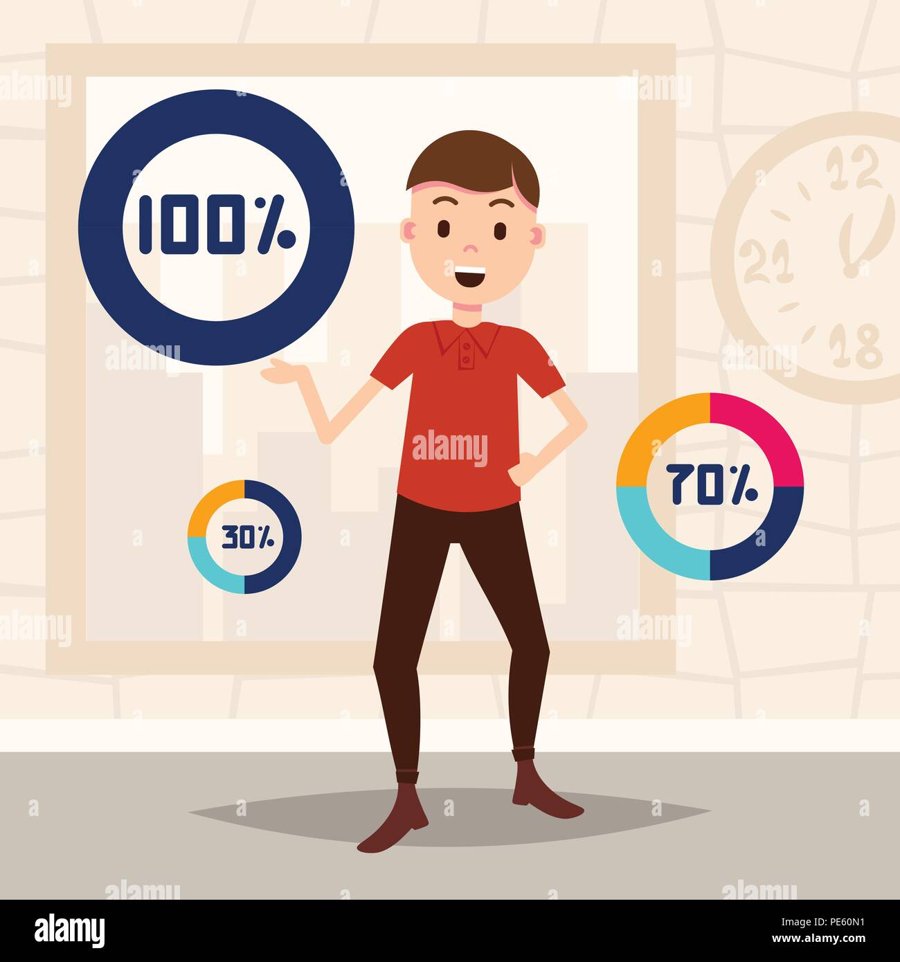man circle percentage diagram character ready to use load indicator ...
