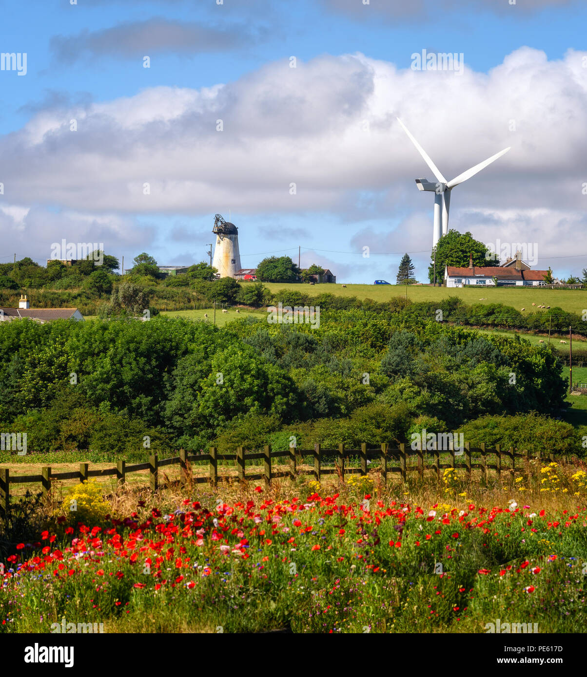 Beautiful landscape of Hartlepool and a turbine installed to generate ...