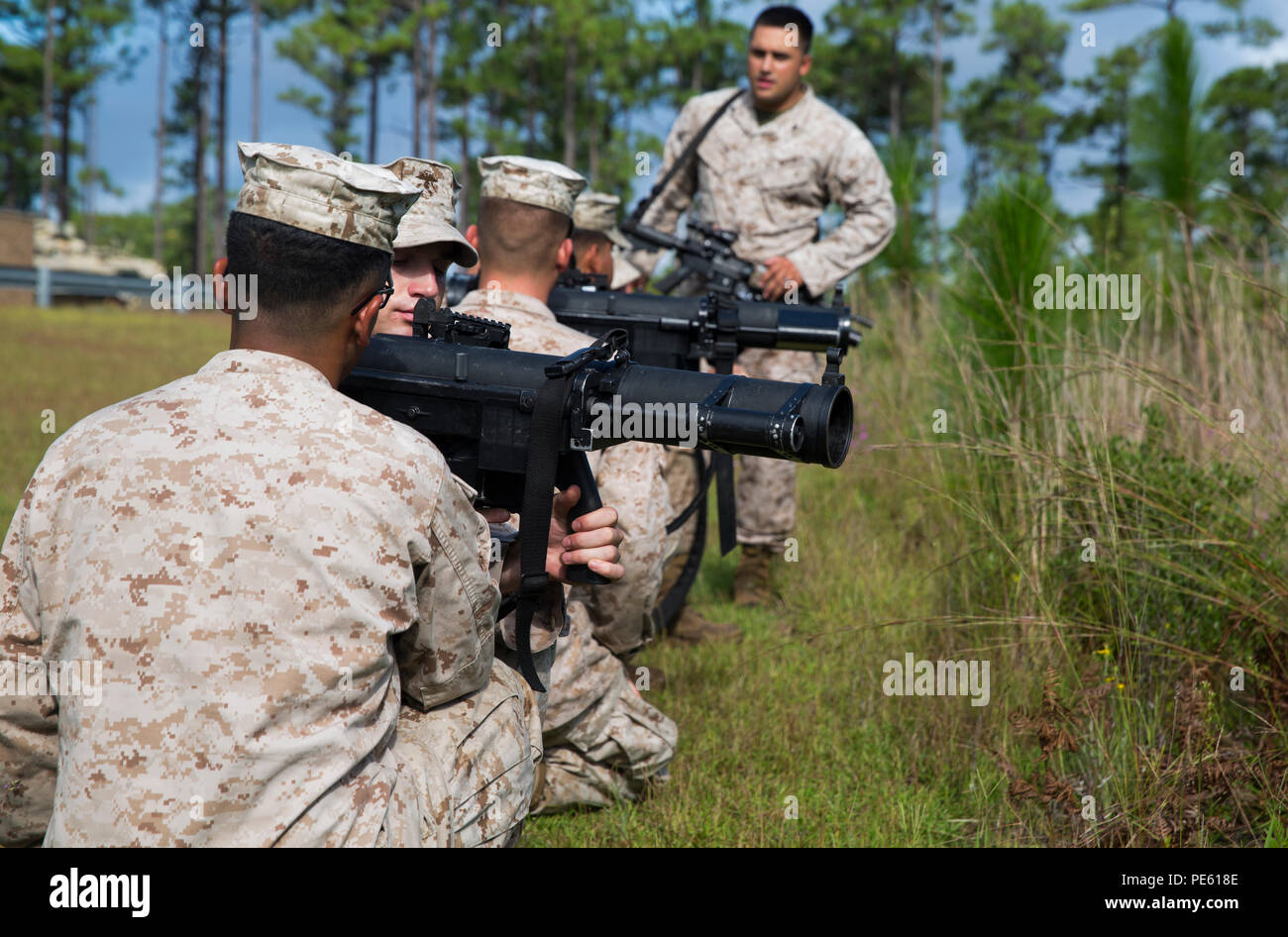 Marines with 2nd Combat Engineer Battalion practice dry-firing the ...