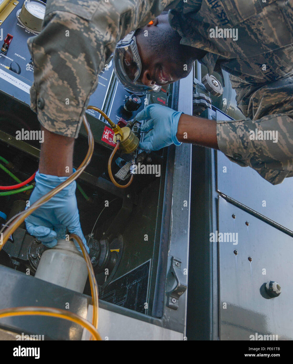 Senior Airman Daniel Shelly, 374th Logistics Readiness Squadron fuels ...