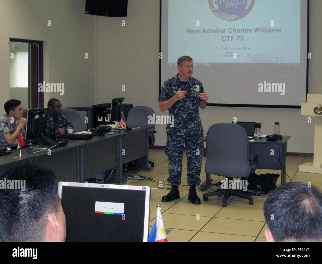 151005-N-KF970-002 CHANGI NAVAL BASE, Singapore (Oct. 5, 2015) Rear Adm ...