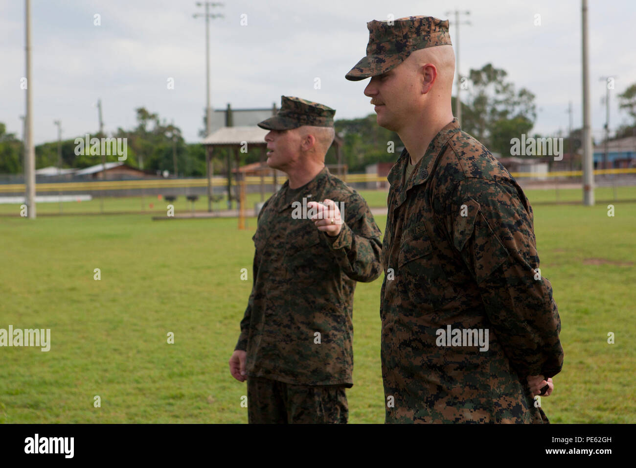U.S. Marine Corps Lt. Col David T. Hudak, left, Commanding Officer with ...