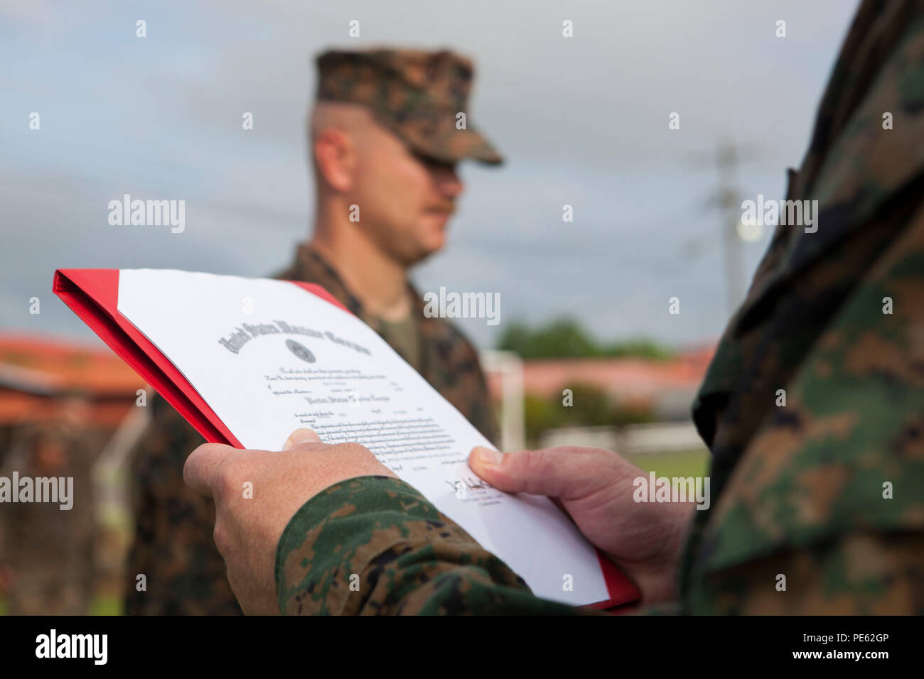U.S. Marine Corps 1st Sgt Bruce W. Moore, Command Sergeant Major, with ...