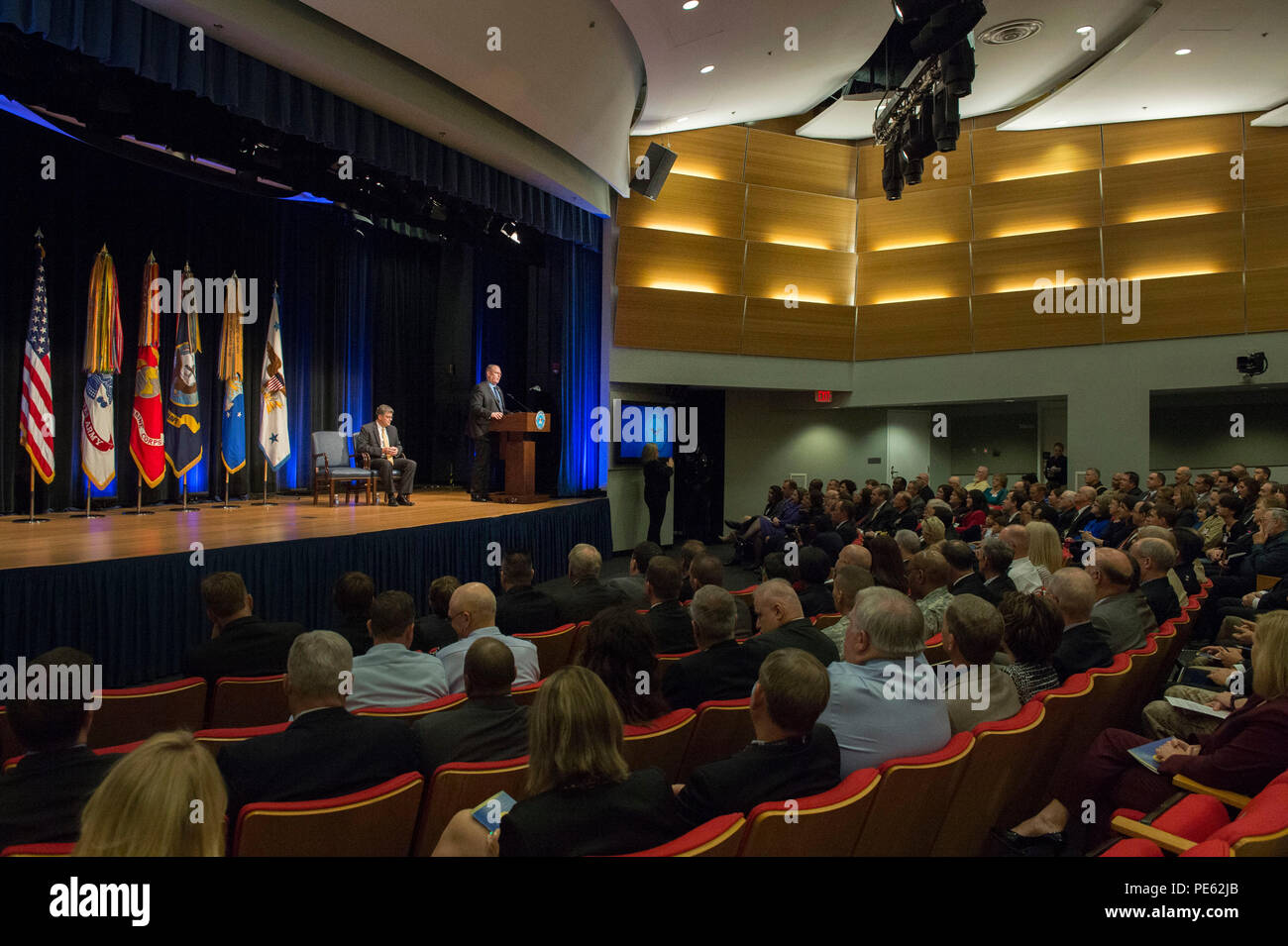 Deputy Secretary of Defense Bob Work delivers remarks during the ...