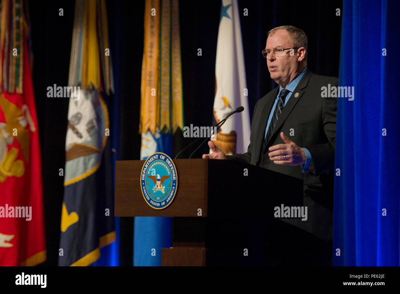 Deputy Secretary of Defense Bob Work delivers remarks during the ...