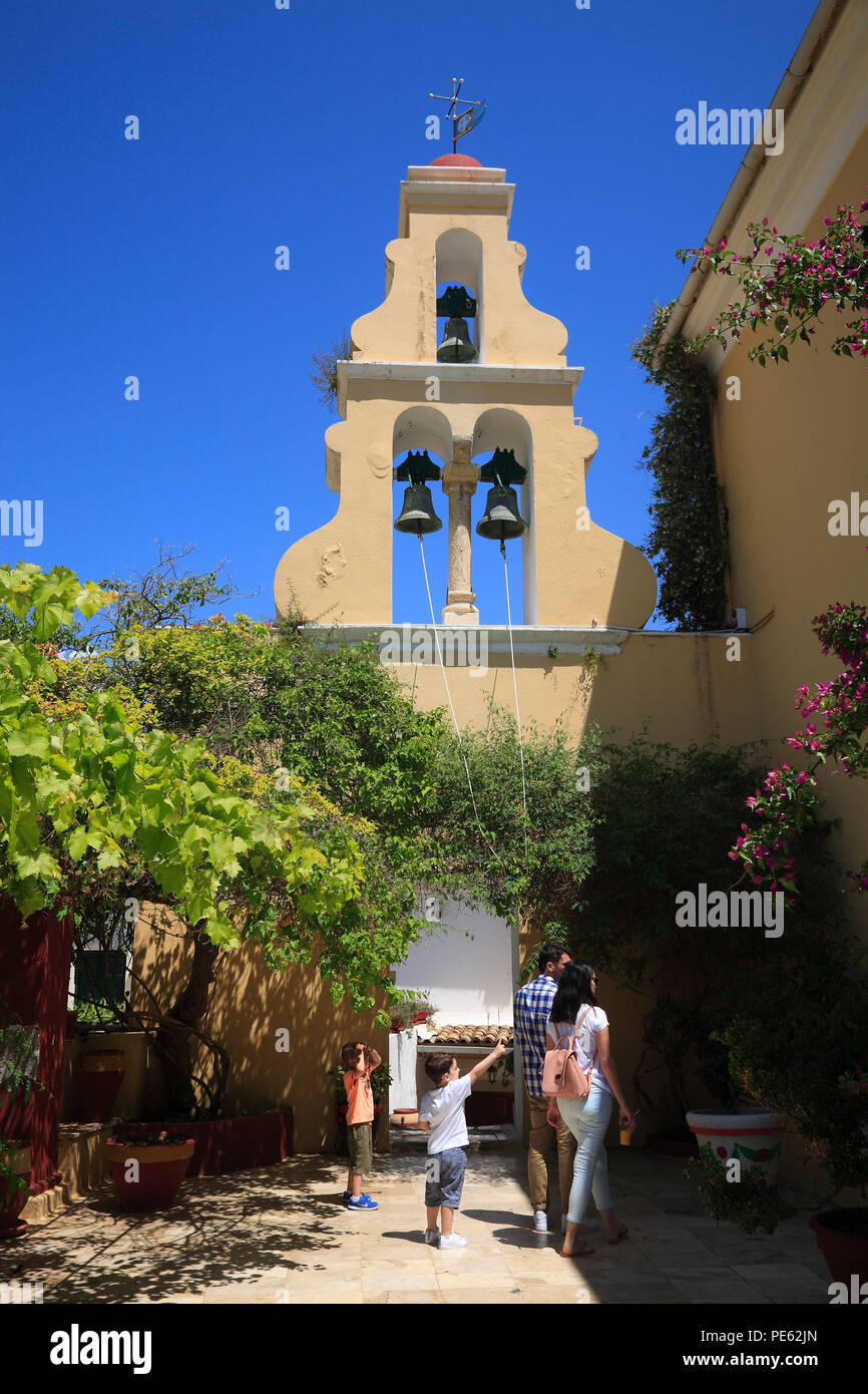 Monastery Paleokastritsa Belltower, Corfu, Greece, Europe Stock Photo ...