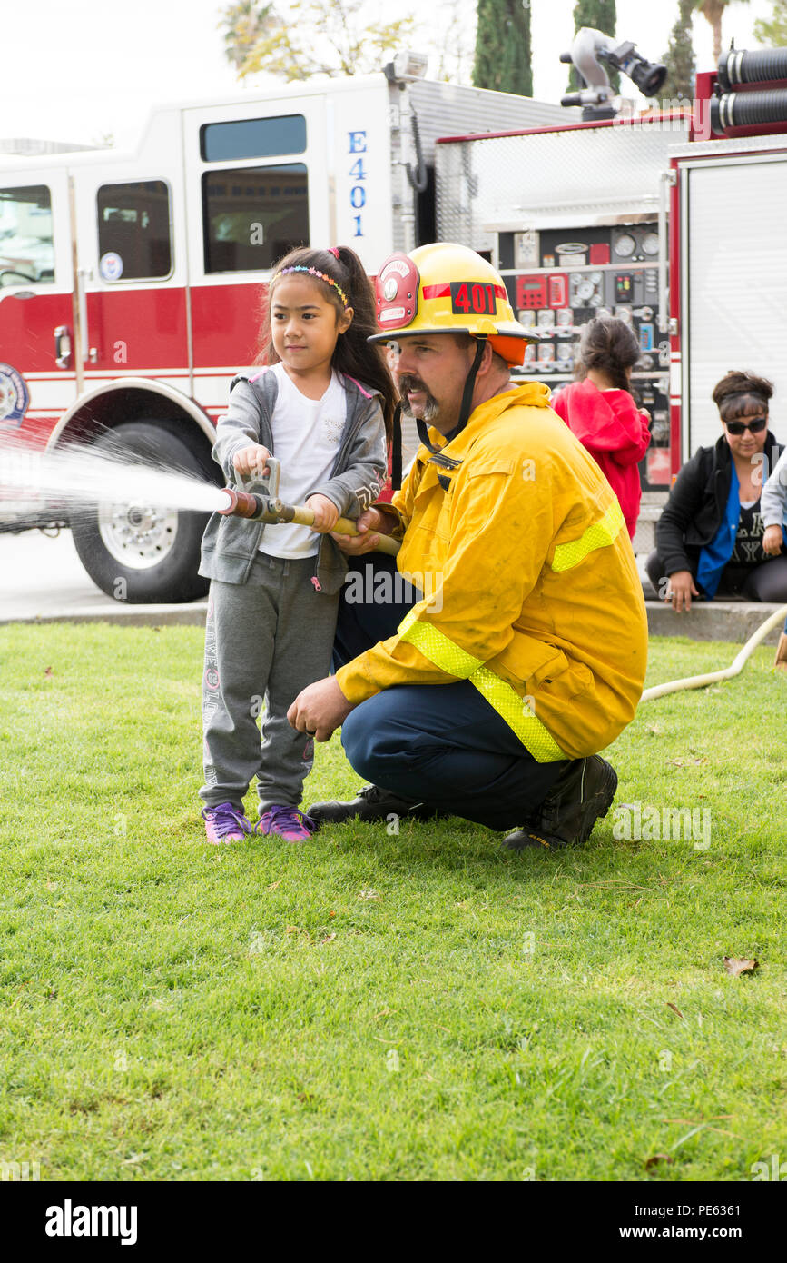 Children learn about fire safety and equipment during the annual Fire ...