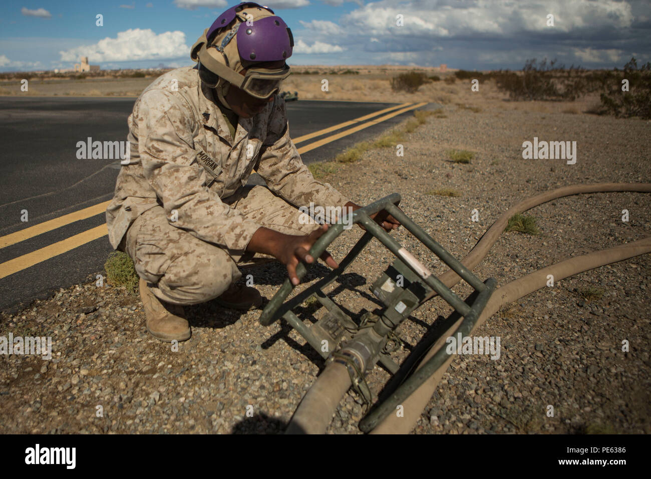 U.S. Marine Corps Cpl. Quawe Morgan, with Marine Wing Support Squadron ...