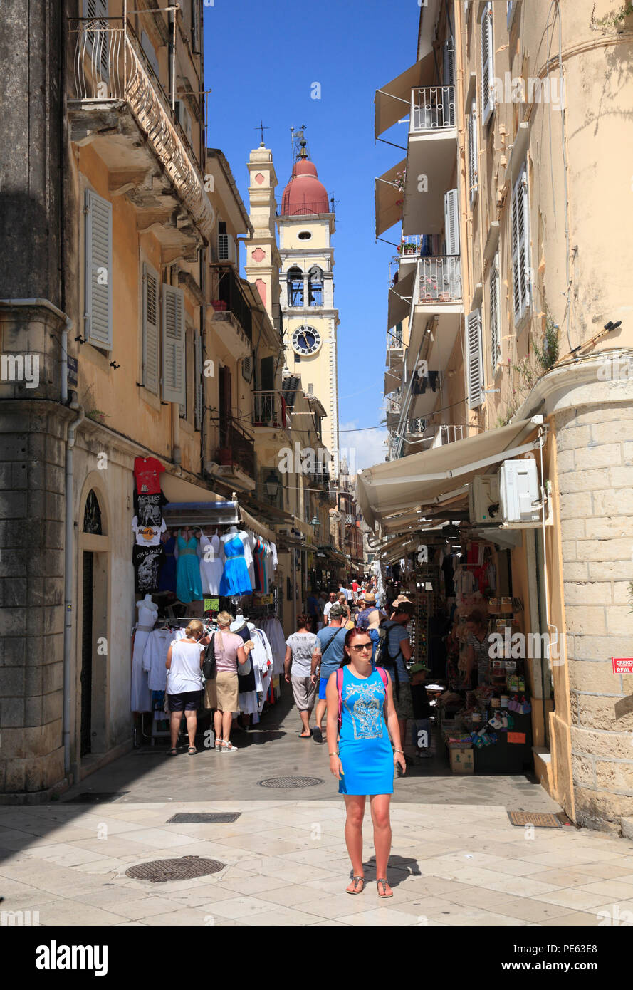 St. Spiridon Church bell tower, Corfu town, Corfu, Greece, Europe Stock ...