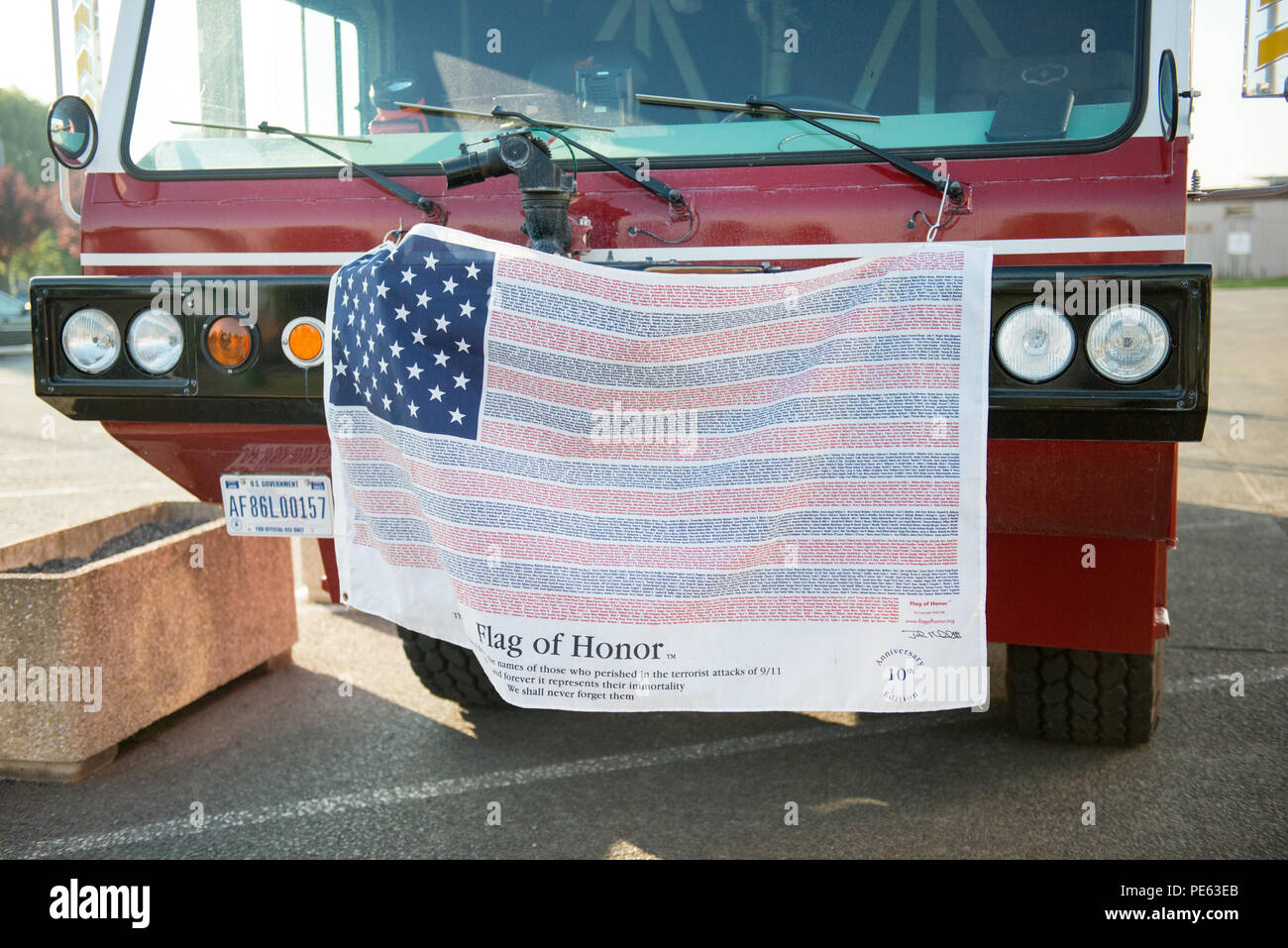 A U.S. Air Force Aircraft Rescue Fire Fighting Oshkosh P19, assigned to ...