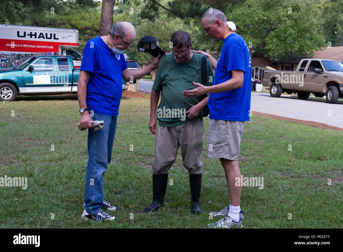 U.S. Air Force Lt. Col. Brian Bohlman (right), chaplain for the 169th ...
